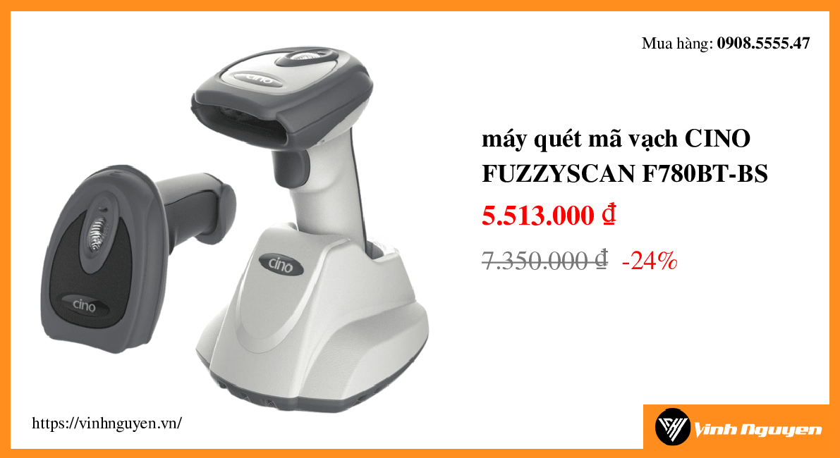 máy quét mã vạch CINO FUZZYSCAN F780BT-BS